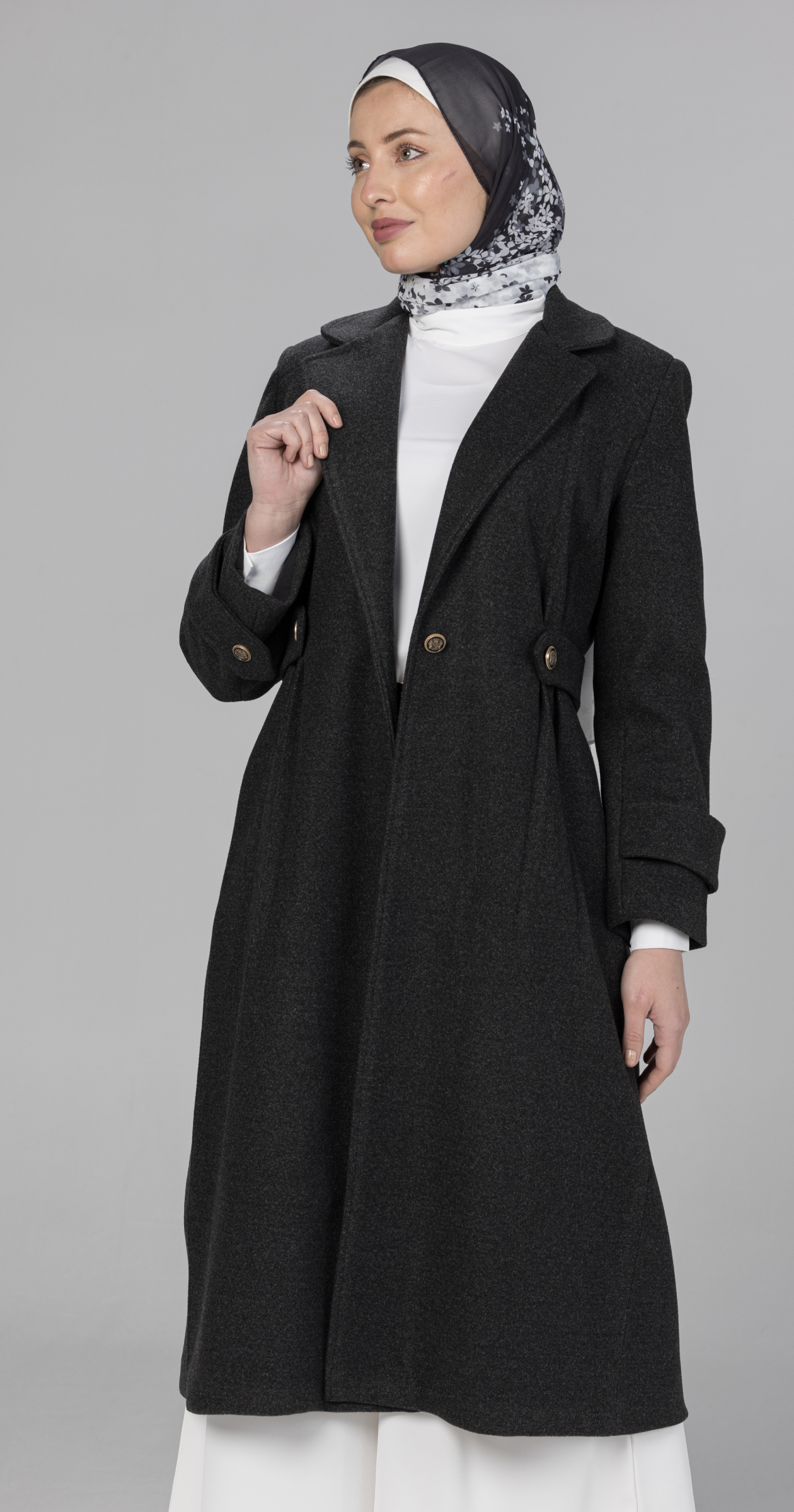 Wool Coat Side Buttons – Dobamagi